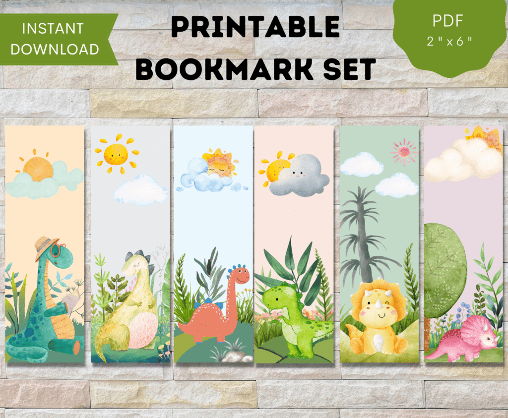 Dinosaur Printable Bookmarks - Printable Works