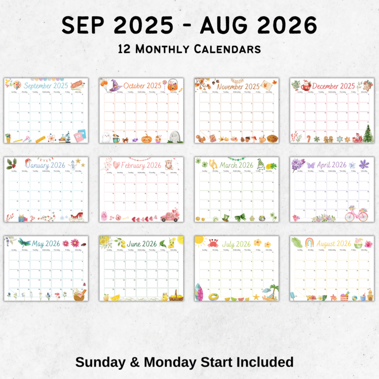 2025-2026 School Year Calendar - Printable Works