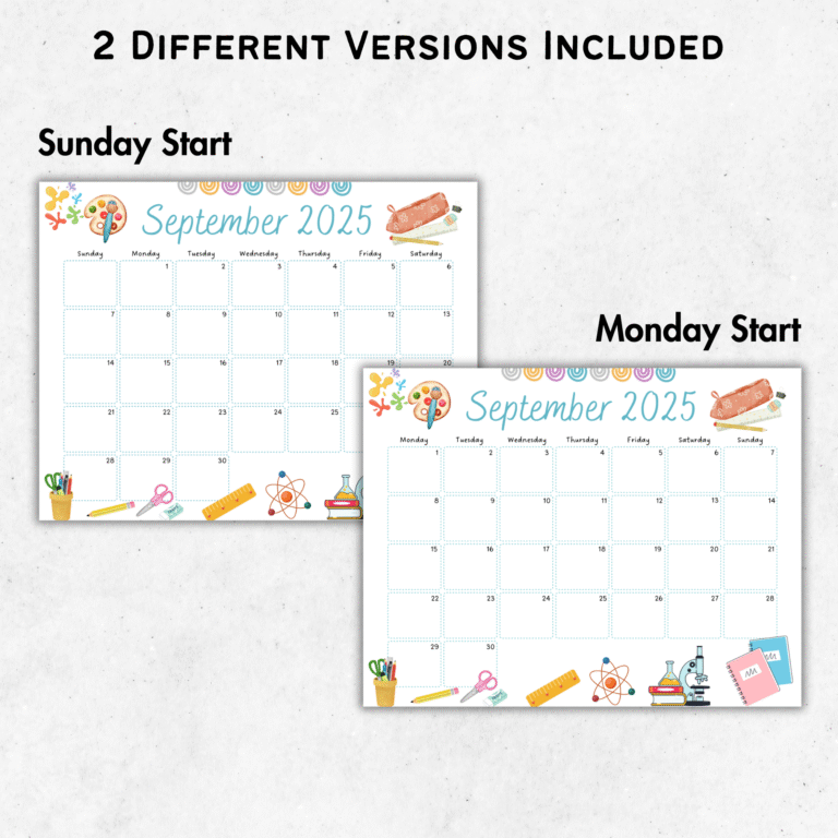 2025-2026 School Year Calendar - Printable Works