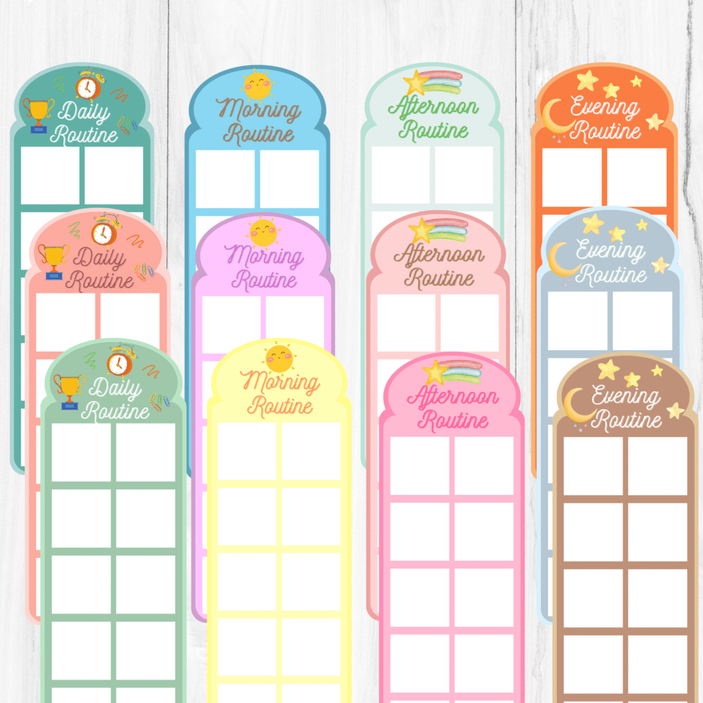400+ Daily Routine Cards with 12 Charts - Printable Works