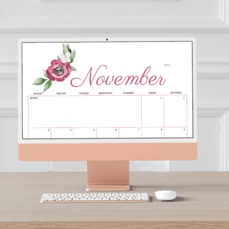EDITABLE November 2024 Calendar, Stylish and Elegant - Printable Works