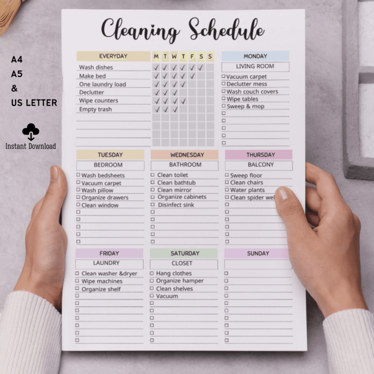 Editable Cleaning Planner, Checklist - Printable Works