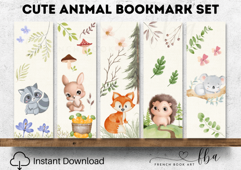 Printable Illustrated Bookmarks Set of 5 - Printable Works
