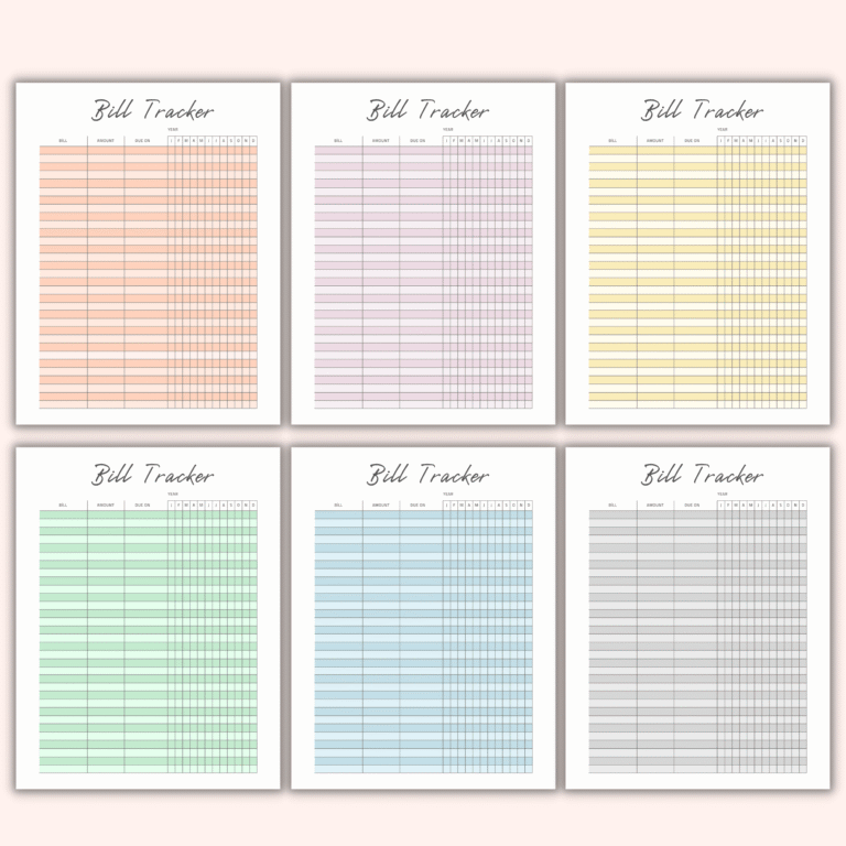 Printable Bill Tracker and Checklist - Printable Works