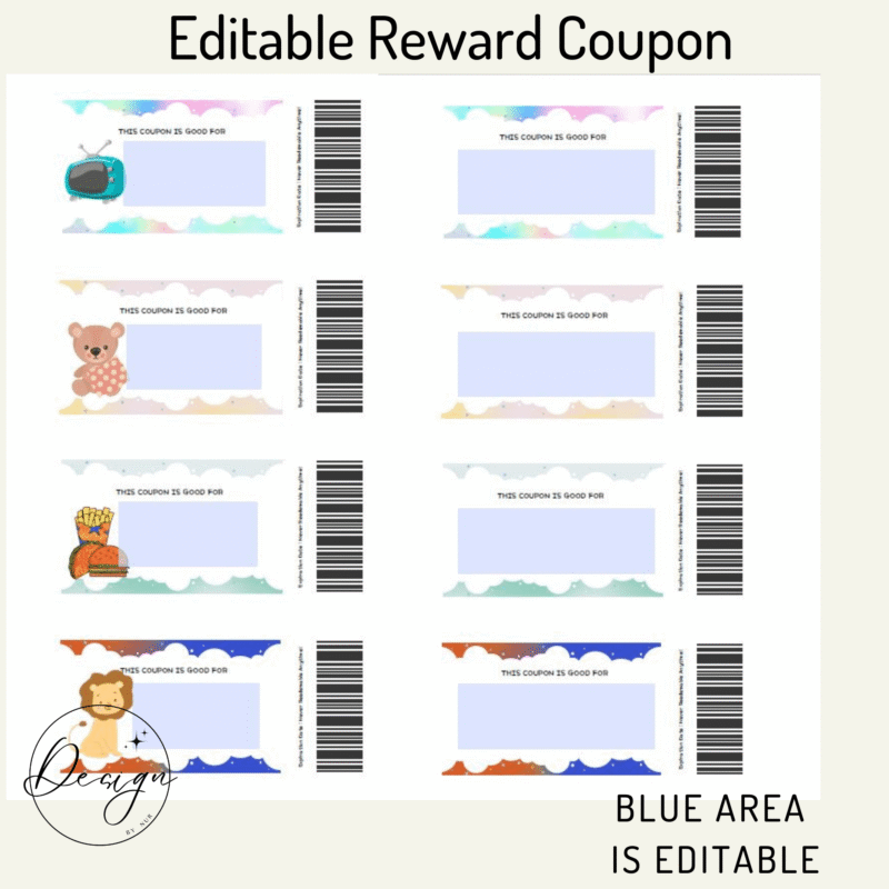 64 Printable & Editable Reward Coupons for Kids - Printable Works