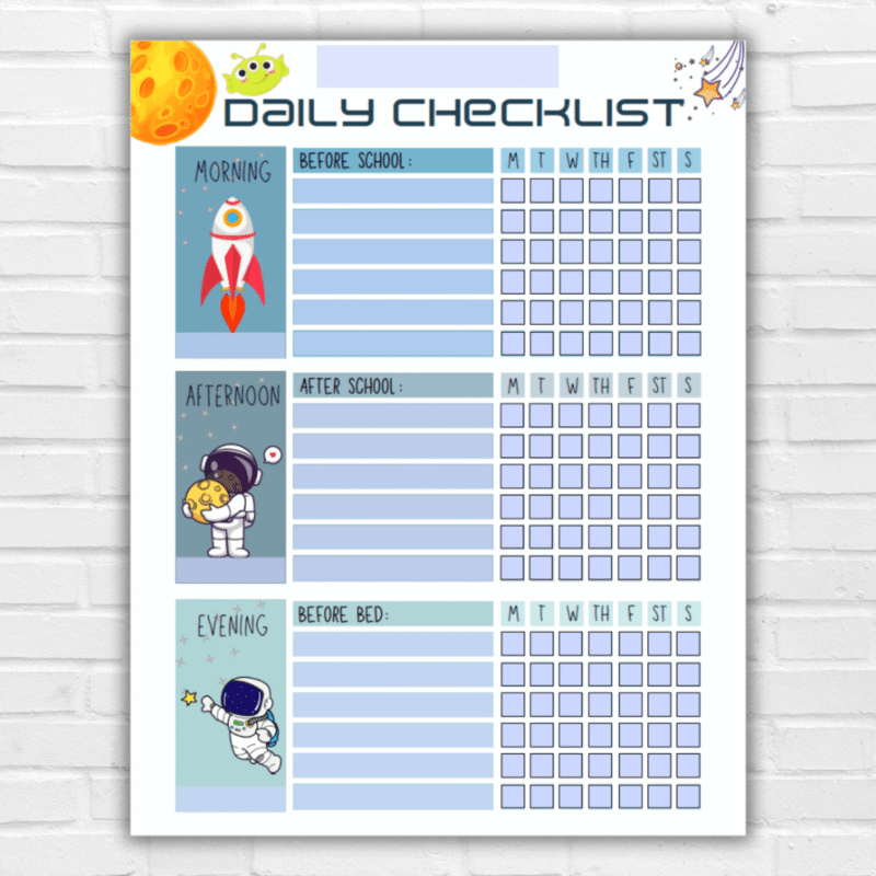 Kids Daily School Checklist - Printable Works