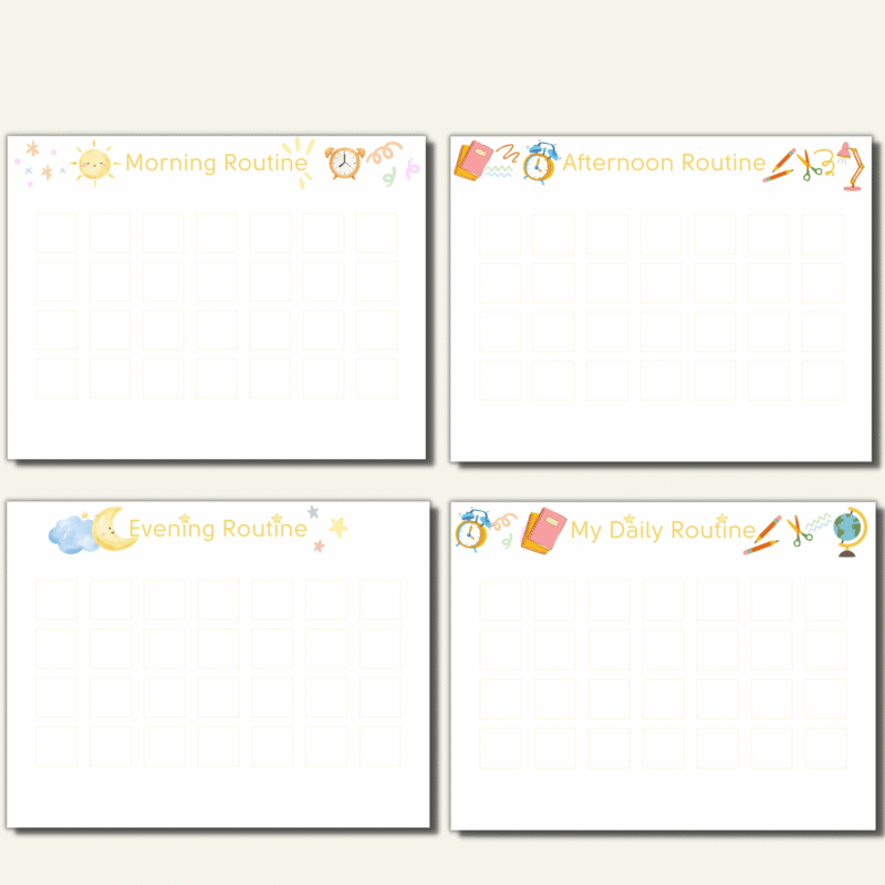 200+ Daily Routine Cards - Printable Works