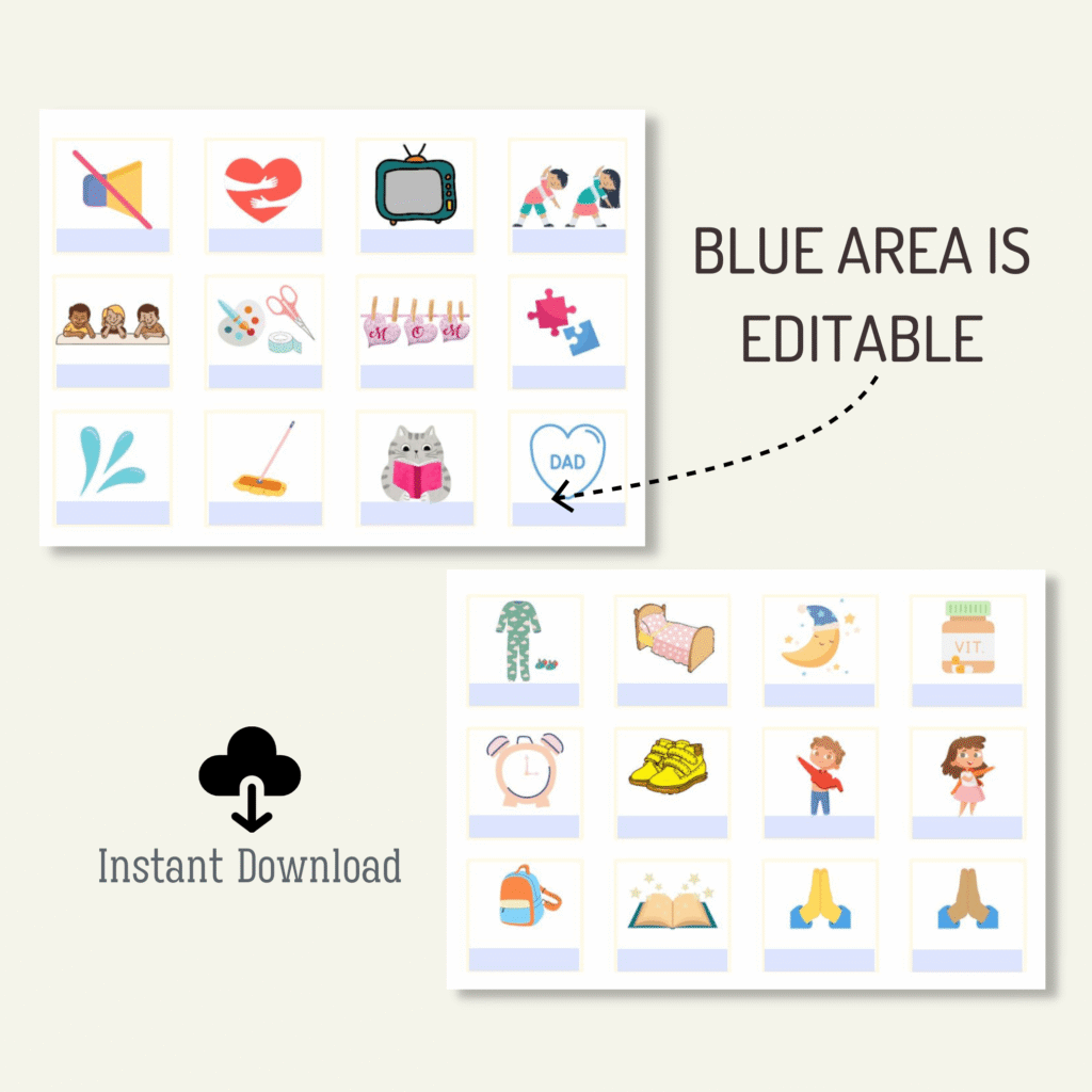 156 Kids Daily Routine Cards, Printable - Printable Works