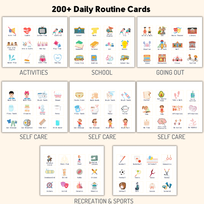 200+ Editable Kids Daily Rhythm Cards - Printable Works
