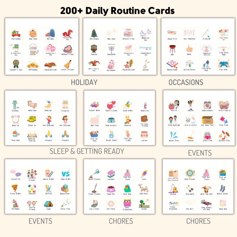 200+ Editable Kids Daily Rhythm Cards - Printable Works