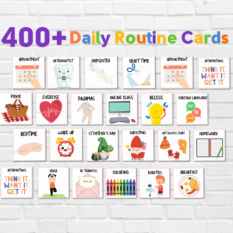 400+ Visual Schedule Cards with 8 Charts - Printable Works