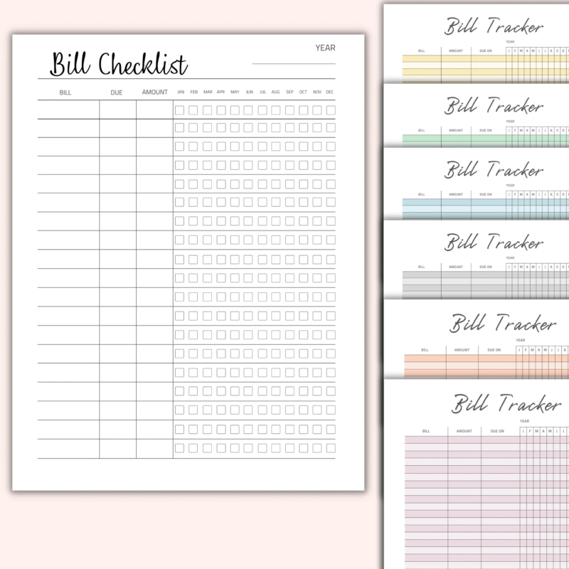 Printable Bill Tracker and Checklist - Printable Works