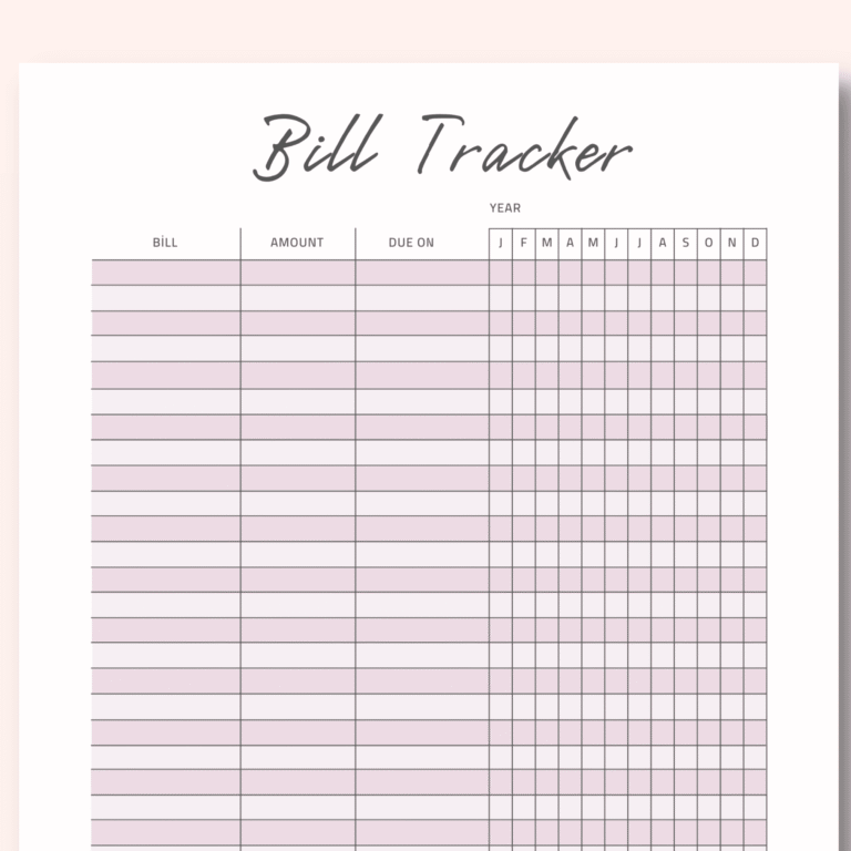 Printable Bill Tracker and Checklist - Printable Works