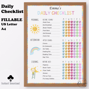 Editable Kids Daily Checklist PDF - Printable Works