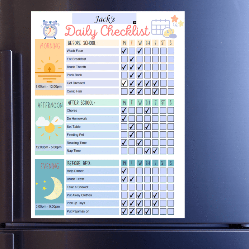 Daily Checklist for Kids Printable - Printable Works