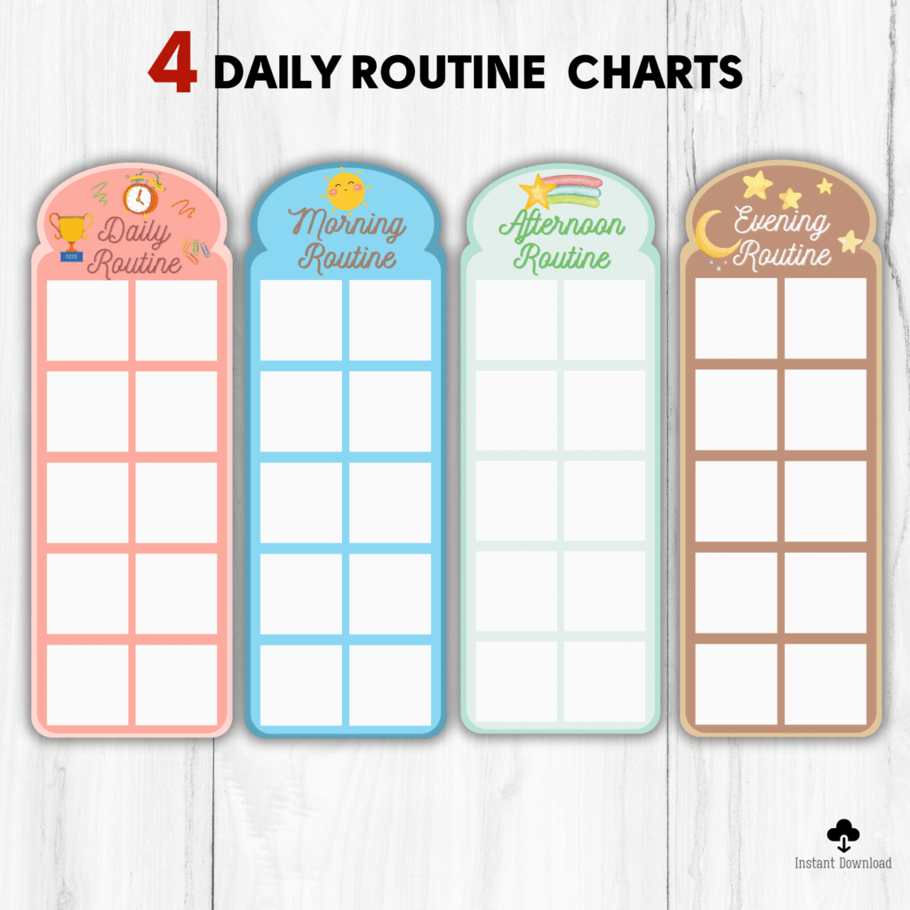400+ Kids Daily Routine Cards and 4 Charts - Printable Works