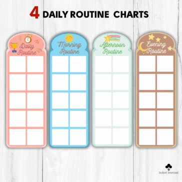 400+ Kids Daily Routine Cards and 4 Charts - Printable Works