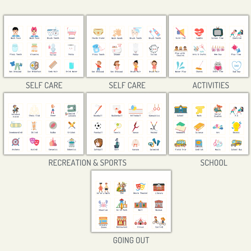 Daily Visual Routine Charts with 156 Cards - Printable Works