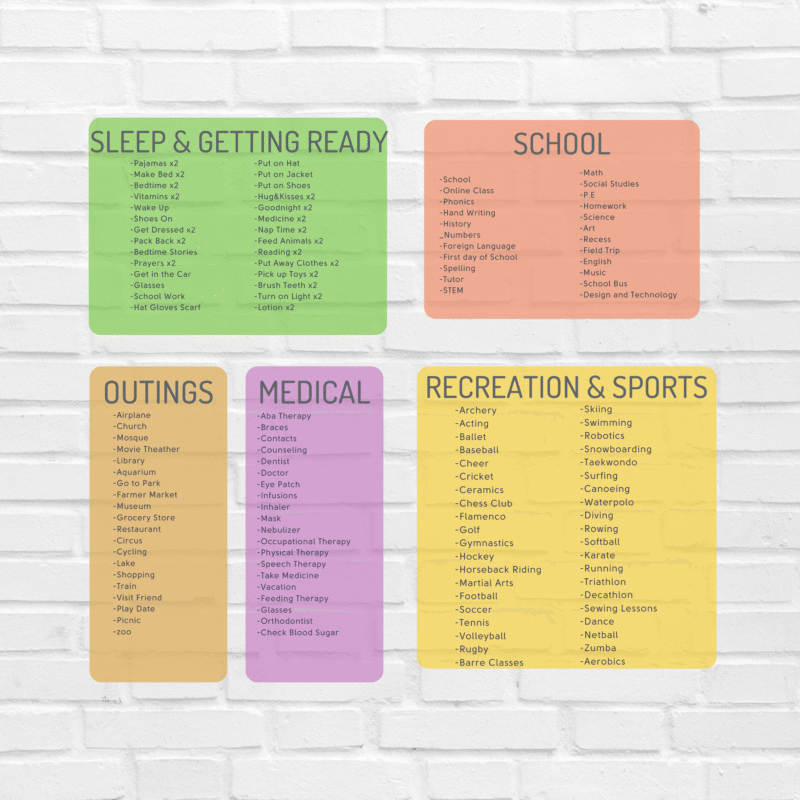 400+ Visual Schedule Cards with 8 Charts - Printable Works
