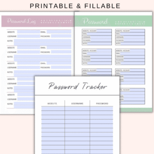 Printable & Fillable Password Tracker - Printable Works