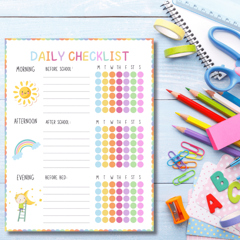 Editable Kids Daily Checklist PDF - Printable Works