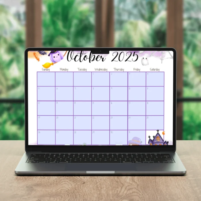 October 2025 Calendar Halloween Theme - Printable Works