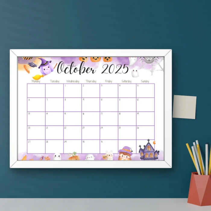 October 2025 Calendar Halloween Theme - Printable Works
