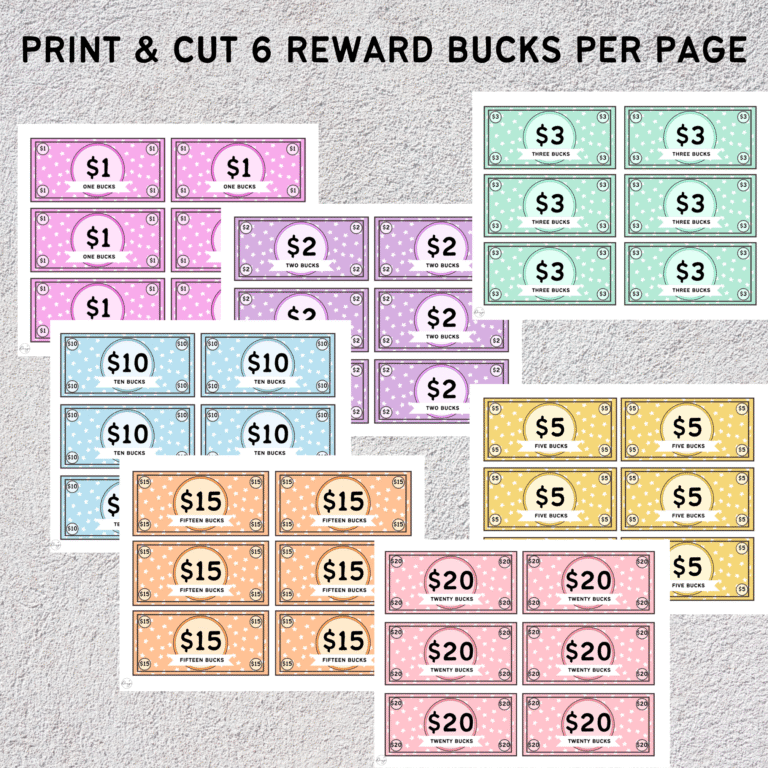 Printable Kids Reward Bucks - Printable Works