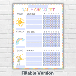 Editable Kids Daily Checklist PDF - Printable Works