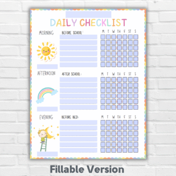 Editable Kids Daily Checklist PDF - Printable Works