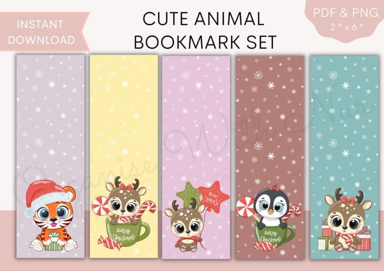 Cute Animal Bookmark Set, Printable - Printable Works