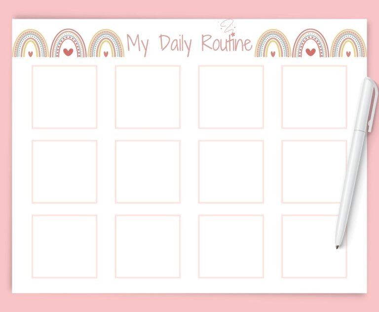 Rainbow Themed Daily Routine Chart - Printable Works