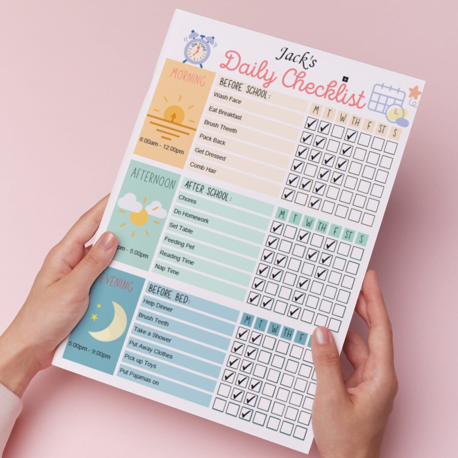 Daily Checklist for Kids Printable - Printable Works