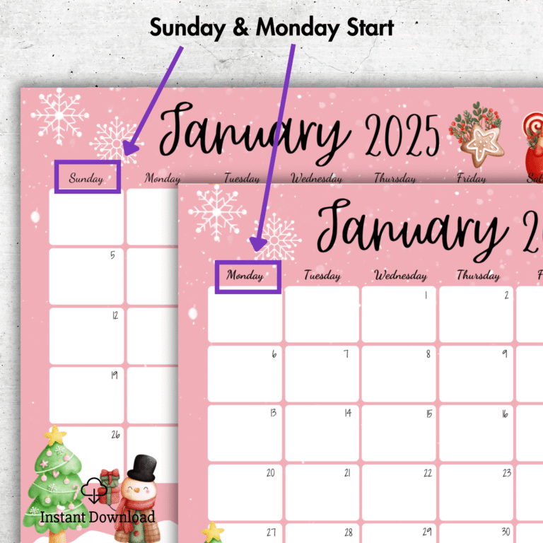 EDITABLE January 2025 Calendar, Cute Gnomes - Printable Works