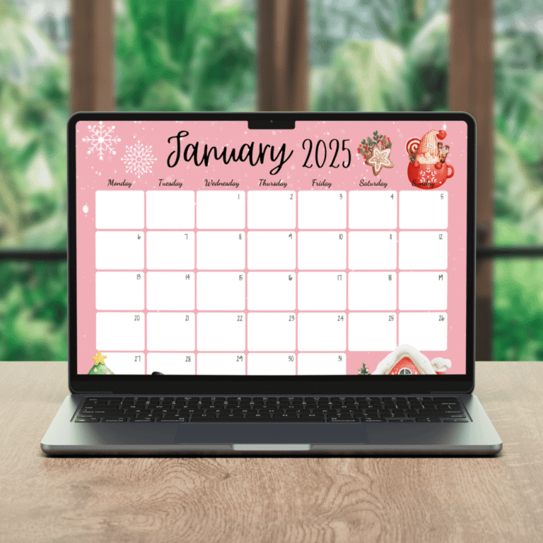EDITABLE January 2025 Calendar, Cute Gnomes - Printable Works