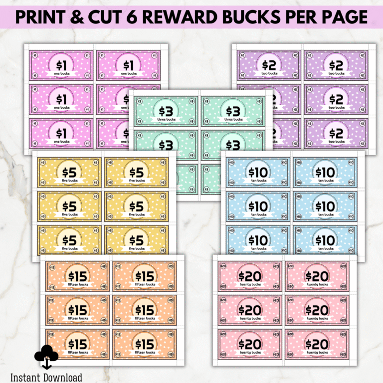 Printable Kids Reward Bucks - Printable Works