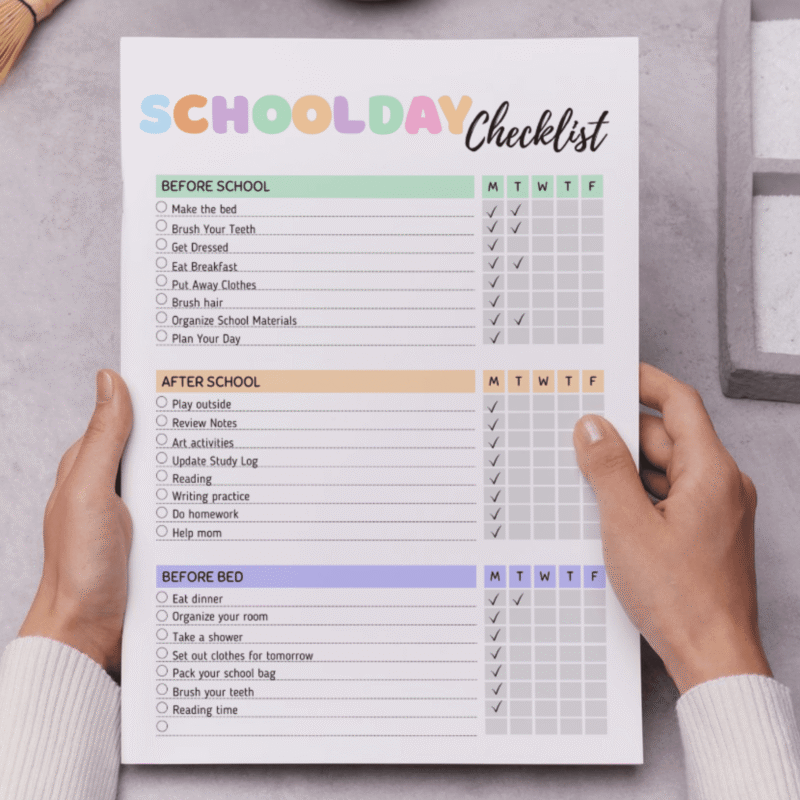 Schoolday Checklist, Editable - Printable Works