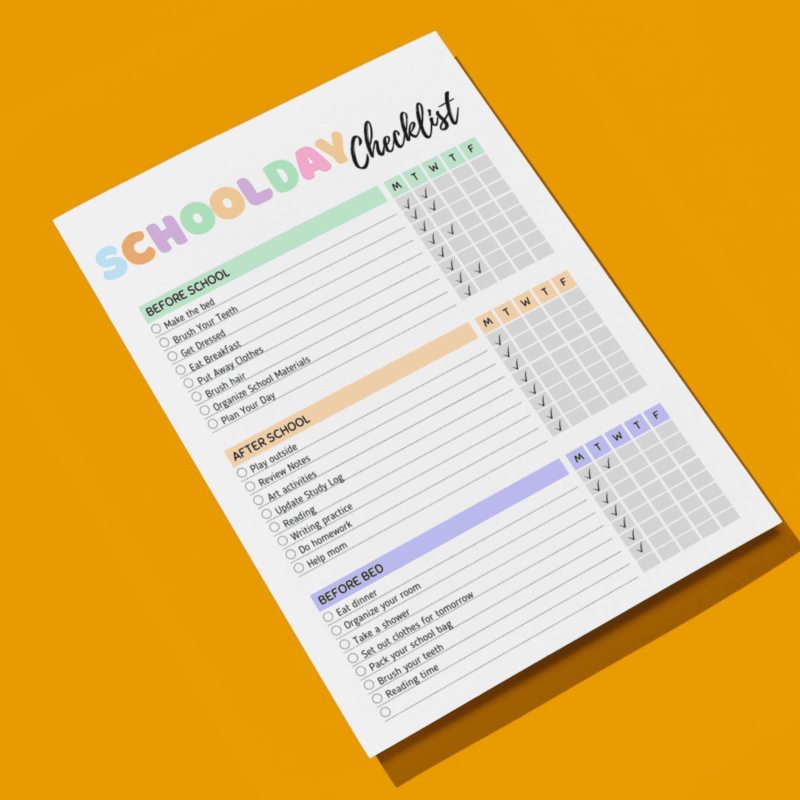 Schoolday Checklist, Editable - Printable Works