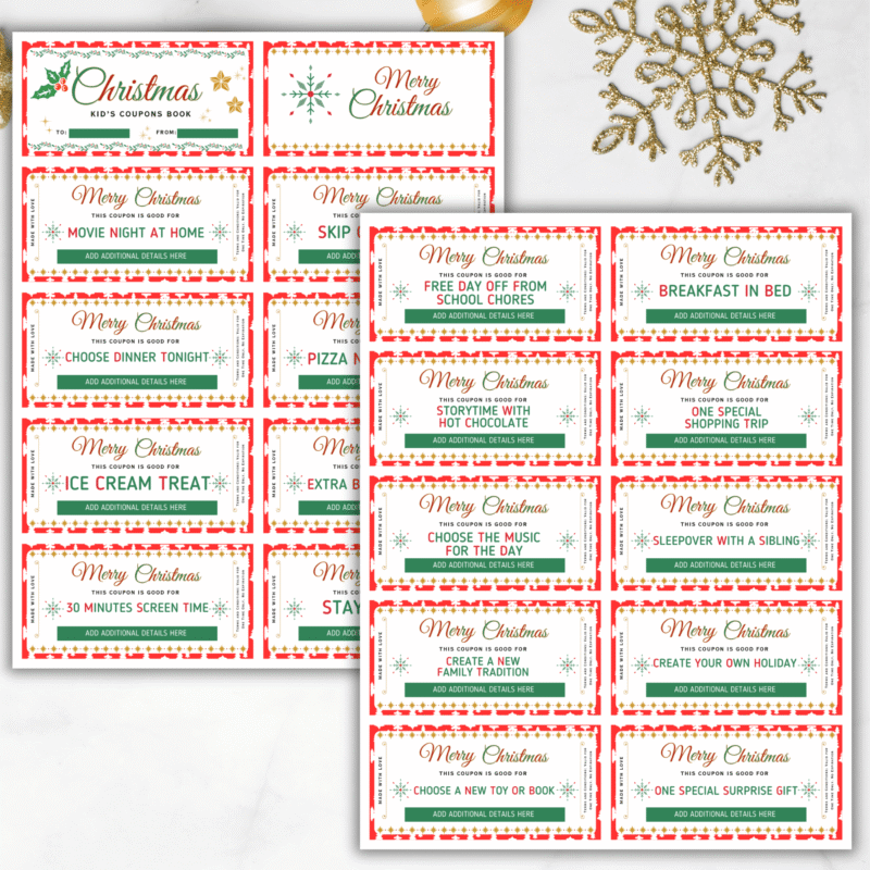 Kids Christmas Coupon Book - Printable Works
