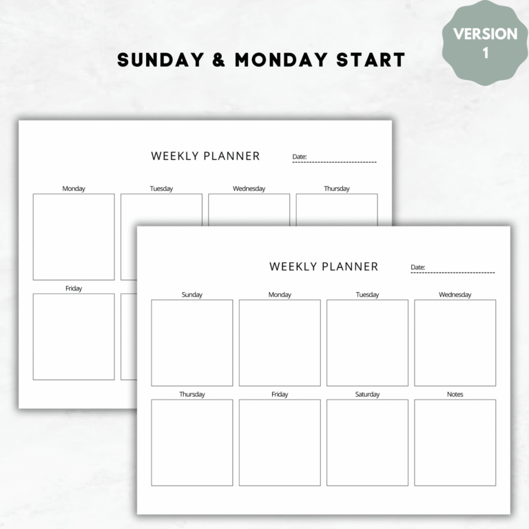 Weekly Planner Printable, Week At a Glance - Printable Works