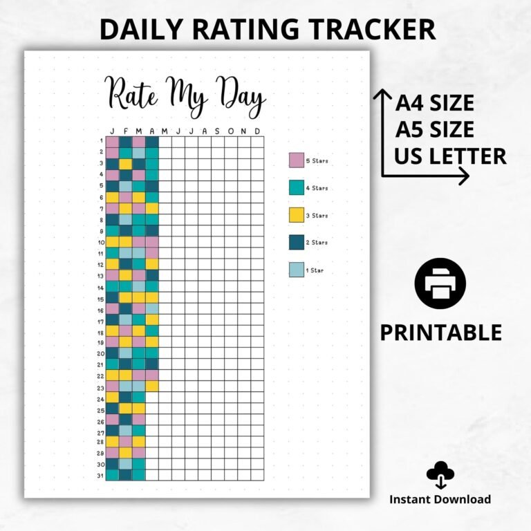 Rate My Day, Printable Mood Tracker - Printable Works