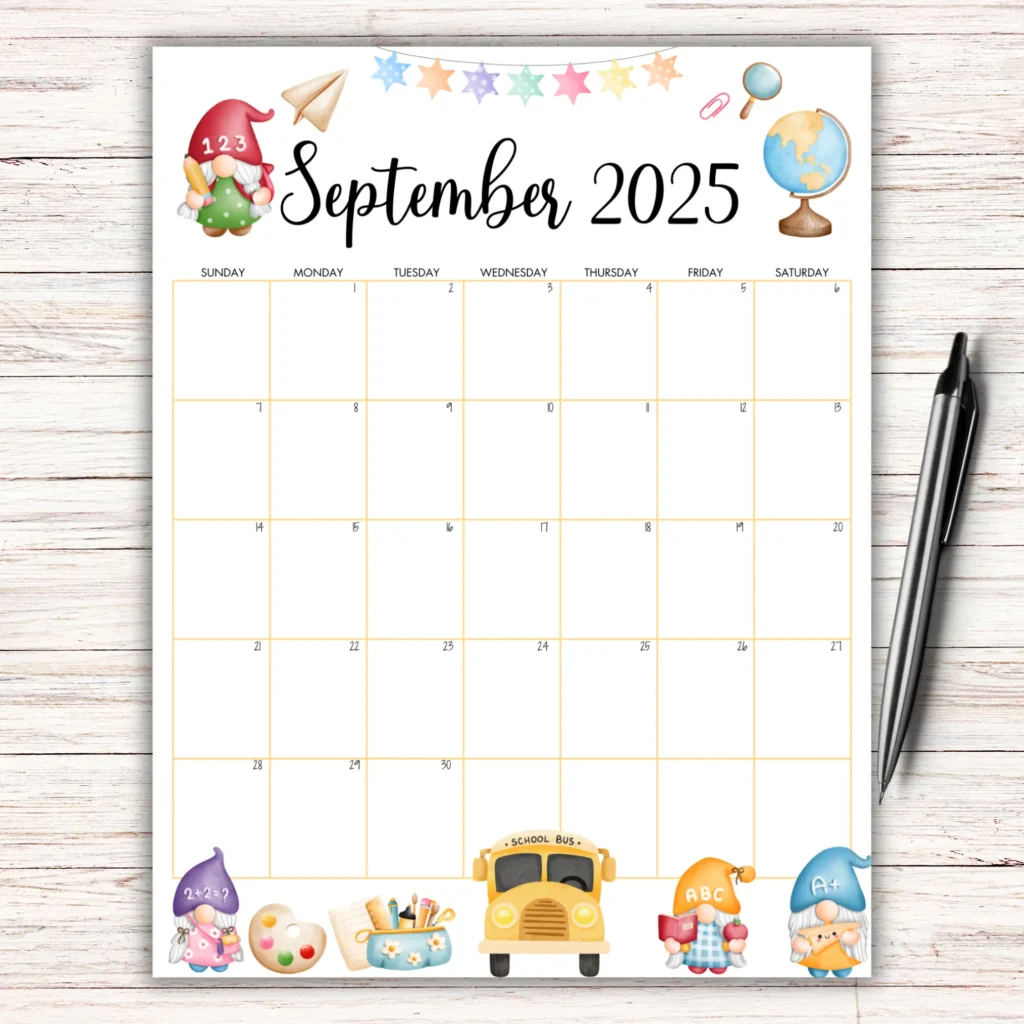 September 2025 Back to School Calendar - Printable Works
